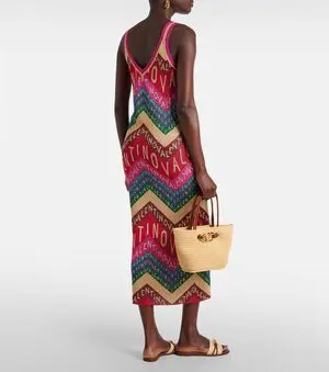 Valentino Garavani Chevron Lame Midi Dress