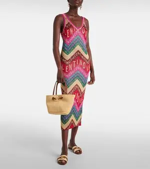 Valentino Garavani Chevron Lame Midi Dress