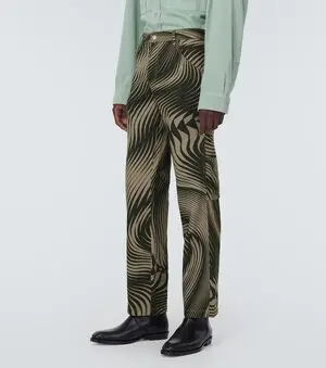 Dries Van Noten Cotton And Linen Wide-leg Trousers