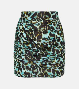 Alex Perry Kiran Ruched Leopard-print Mini Skirt - Multicoloured