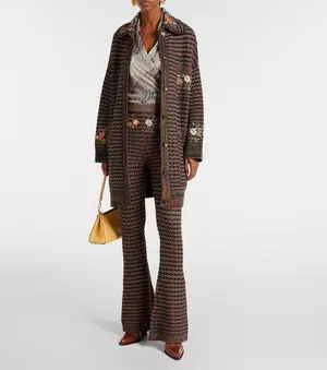 Etro High-rise Embroidered Flared Wool Blend Pants