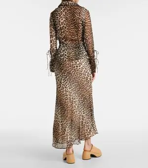 GANNI Leopard-print Chiffon Shirt