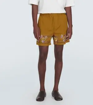 BODE Embroidered Cotton Shorts