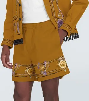 BODE Embroidered Cotton Shorts