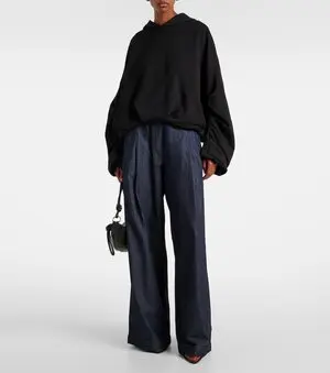 Dries Van Noten Oversized Draped Cotton Jersey Hoodie - Black