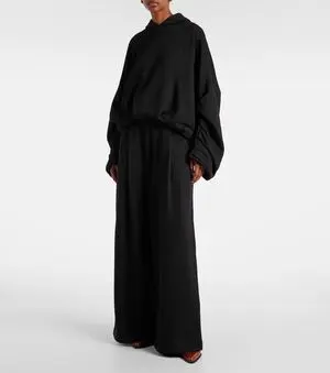 Dries Van Noten Oversized Draped Cotton Jersey Hoodie - Black