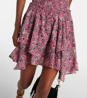 MARANT ETOILE Printed Smocked Cotton Mini Dress - Multicoloured