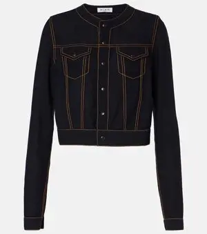 Alaïa Fluid Cropped Wool-blend Jacket - Blue