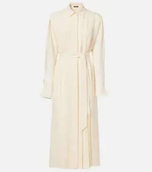 Loro Piana Lorely Pleated Georgette Midi Dress - Neutrals