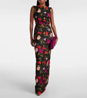 Erdem Embroidered Jacquard Gown
