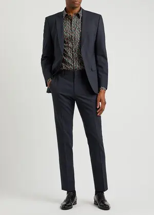 BOSS Slim-leg Stretch-wool Trousers