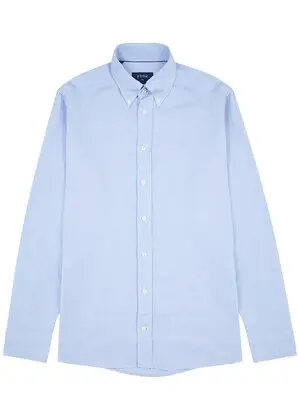 Eton Piqué Cotton Oxford Shirt - Blue
