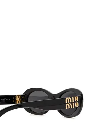 Miu Miu Oval Frame Sunglasses - Black