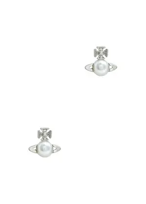 VIVIENNE WESTWOOD Balbina Orb Stud Earrings With Faux Pearl - Silver