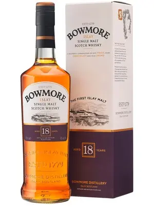 BOWMORE 18 Year Old Single Malt Scotch, Whisky, Glass, Whisky, Leather - N/a