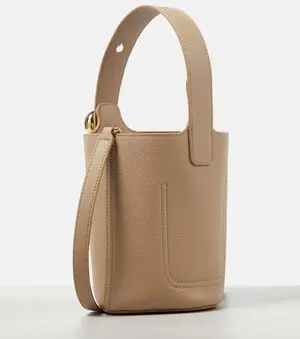 Loewe Pebble Mini Leather Bucket Bag - Beige