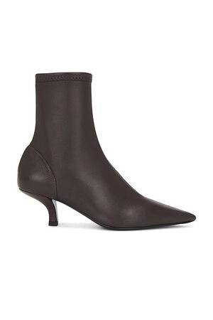 TOTEME Stretch Nappa Heeled Sock Boot - Bark