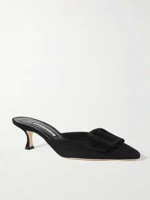 Manolo Blahnik Maysale 50 Buckled Suede Mules - Black