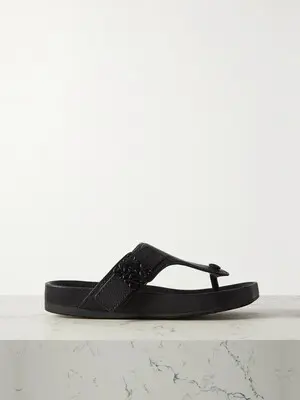 Loewe Ease Embellished Textured-leather Sandals - Black