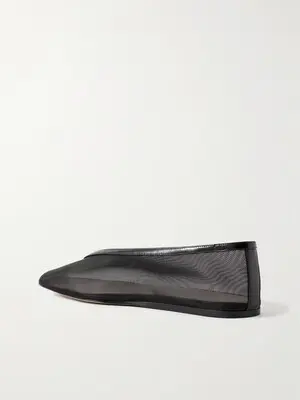 Le Monde Beryl Luna Leather-trimmed Mesh Ballet Flats