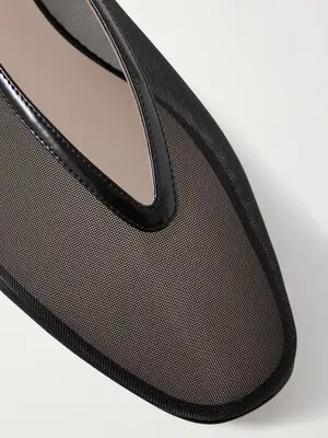 Le Monde Beryl Luna Leather-trimmed Mesh Ballet Flats