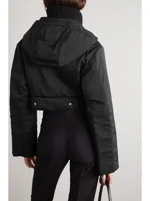 Givenchy Cropped Padded Wool Blend-trimmed Shell-jacquard Hooded Jacket