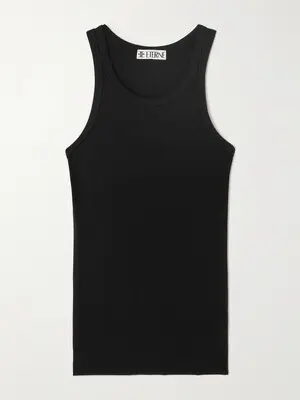Eterne ÉTERNE Ribbed Stretch-Jersey Racer Tank Black