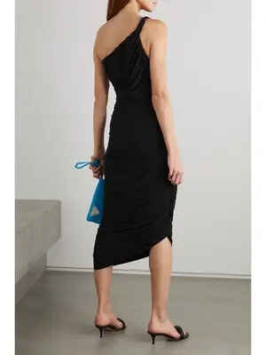 Norma Kamali Diana One-shoulder Ruched Gown - Black