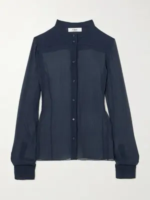 Chloé Silk-crepon Shirt - Blue