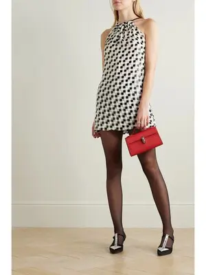 LIBEROWE Checked Metallic Devoré-voile Mini Dress