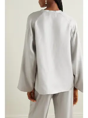 Loulou De Saison Zamia Lace-up Silk-twill Blouse