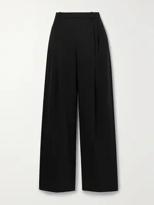 Vince Pleated Tencel Lyocell-blend Straight-leg Trousers - Black