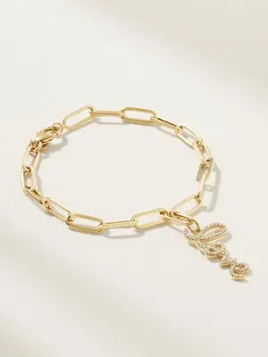 SYDNEY EVAN 14-karat Diamond 'love' Charm Bracelet - Gold