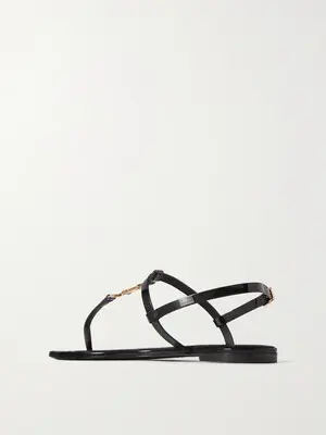 Saint Laurent Cassandra Embellished Patent-leather Slingback Sandals