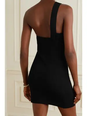 Gauge81 Soria One-shoulder Ribbed-knit Mini Dress