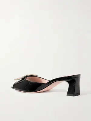 ROGER VIVIER Trompette 45 Embellished Patent-leather Mules