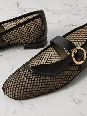 STUART WEITZMAN Arabella Buckled Mesh Mary Jane Flats