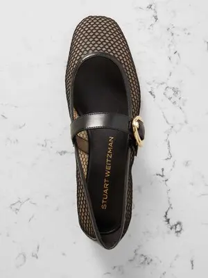 STUART WEITZMAN Arabella Buckled Mesh Mary Jane Flats