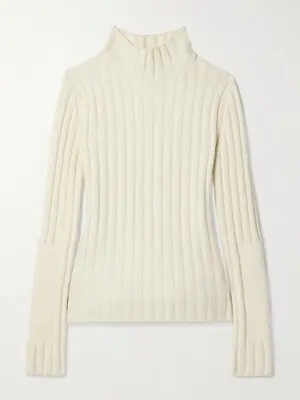 Proenza Schouler Ribbed Wool-blend Turtleneck Sweater - White