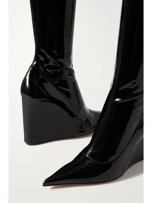 Amina Muaddi Stretch-latex Wedge Thigh-high Boots