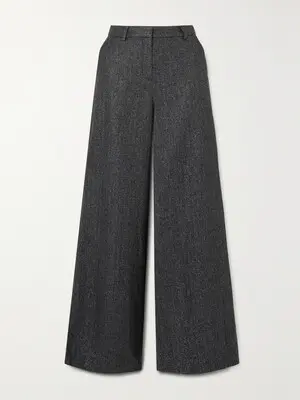 L'Agence Pilar Metallic Herringbone Wide-leg Wool-blend Trousers