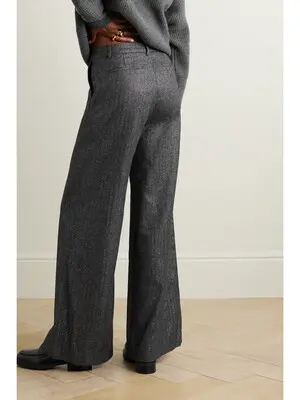 L'Agence Pilar Metallic Herringbone Wide-leg Wool-blend Trousers