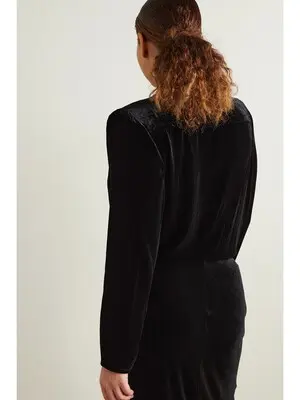 L'Agence Kallie Velvet And Stretch-jersey Bodysuit