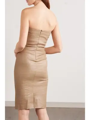 Sprwmn Strapless Croc-effect Leather Dress