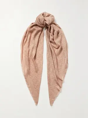 Saint Laurent Printed Modal And Cashmere-blend Twill Scarf - Neutrals