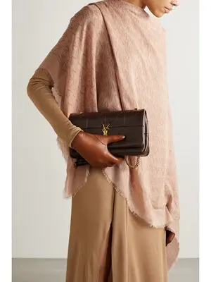Saint Laurent Printed Modal And Cashmere-blend Twill Scarf - Neutrals