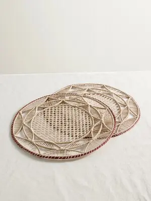 La DoubleJ Set Of Two Raffia Placemats - Neutrals