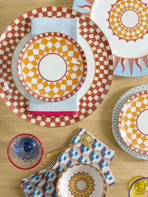 La DoubleJ Set Of Two Gold-plated Porcelain Side Plates - Orange
