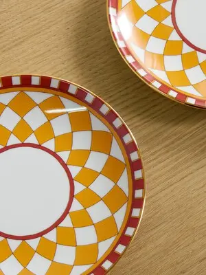 La DoubleJ Set Of Two Gold-plated Porcelain Side Plates - Orange