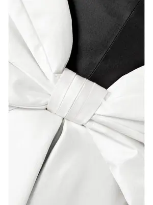 RASARIO Draped Bow-embellished Silk-shantung Mini Dress